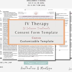 IV Infusion Therapy Consent Form Template IV Fluid Therapy - Etsy