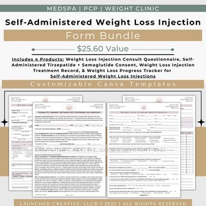 Semaglutide Tirzepatide Self Administered Weight Loss Form Bundle ...