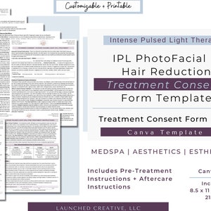 IPL Photofacial Consent Form | Intense Pulsed Light Consent Esthetician ...