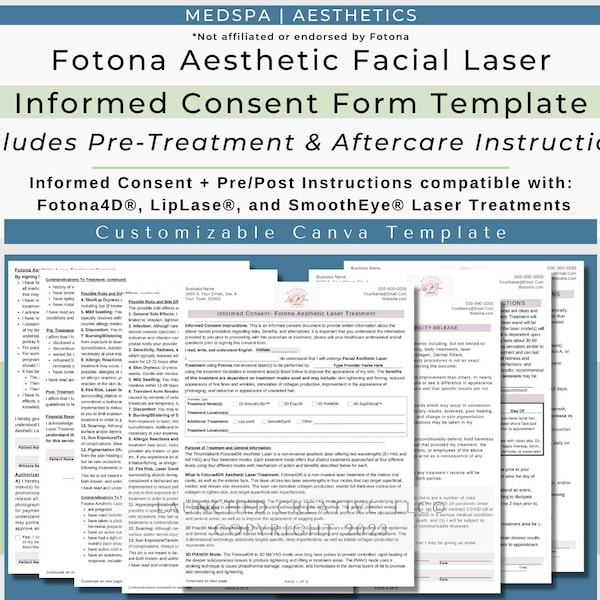 Laser Fat Reduction Skin Tightening Consent Form Template Fotona ...