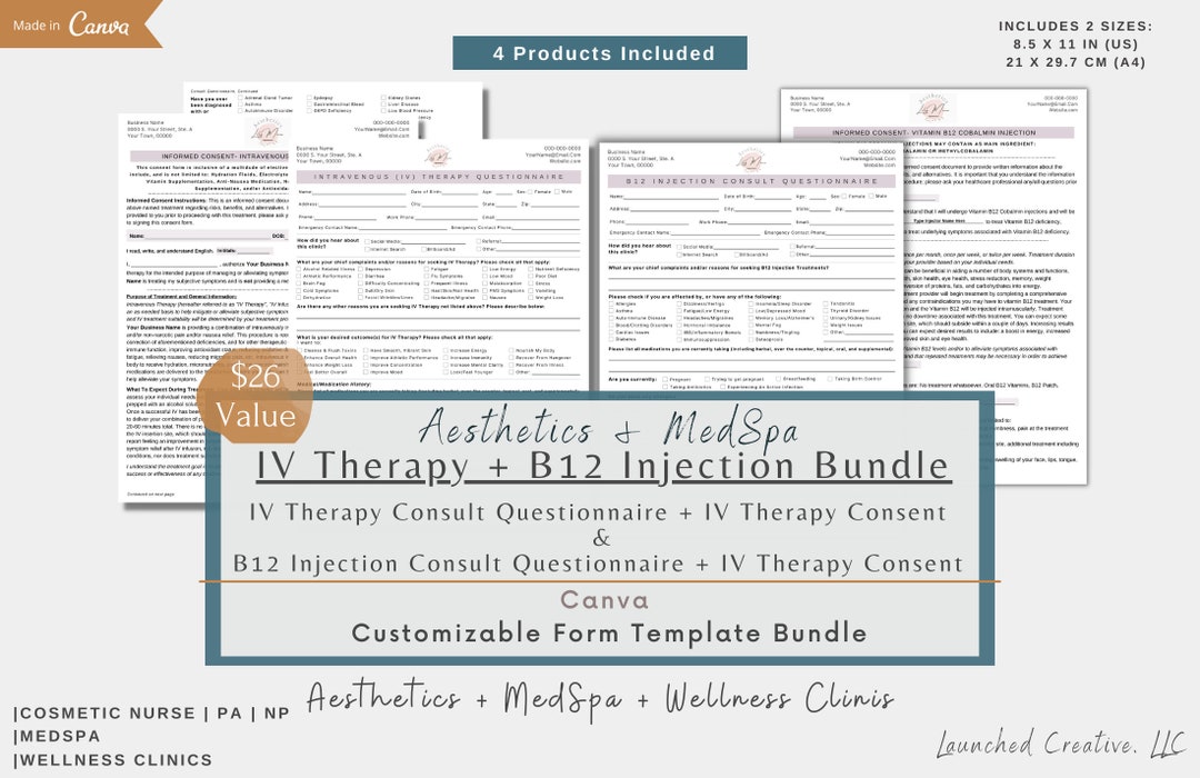 IV Therapy B12 Form Template Bundle IV Fluids B12 Consult - Etsy