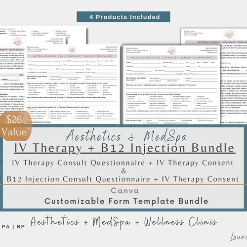 IV Therapy B12 Form Template Bundle IV Fluids B12 Consult - Etsy