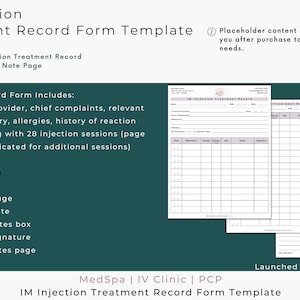 IM Injection Treatment Record Form Template | Intramuscular Injection ...