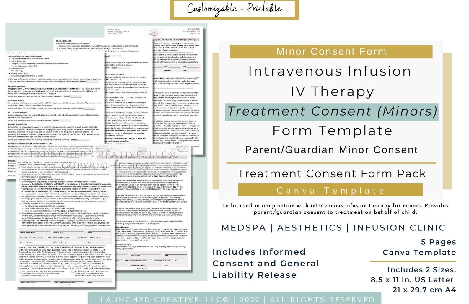 IV Infusion Therapy Minor Consent Form Template IV Fluid - Etsy