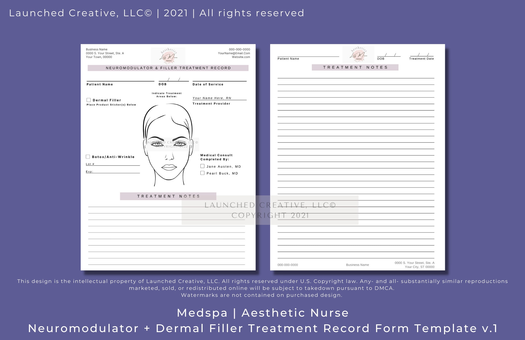 Filler & Neurotoxin Botox Treatment Record Form Template - Etsy Australia