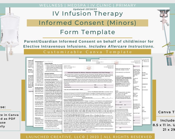 Editable IV Infusion Therapy Forms Template, IV Fluid Therapy Consent ...