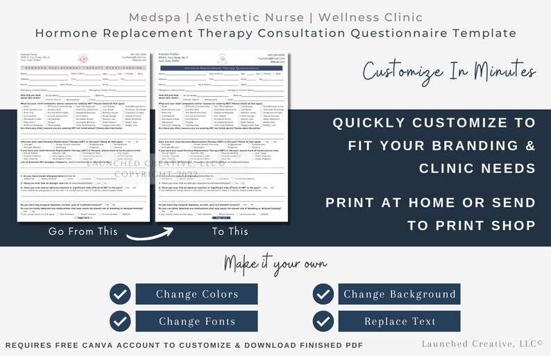 Hormone Replacement Therapy Intake Questionnaire Form Template Hormone ...