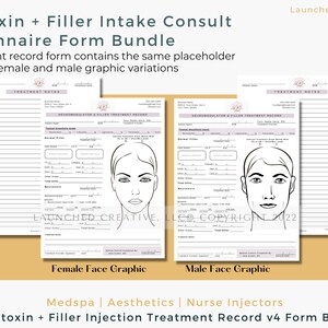 Filler Neurotoxin Injection Treatment Record Form BUNDLE V4 | Aesthetic ...