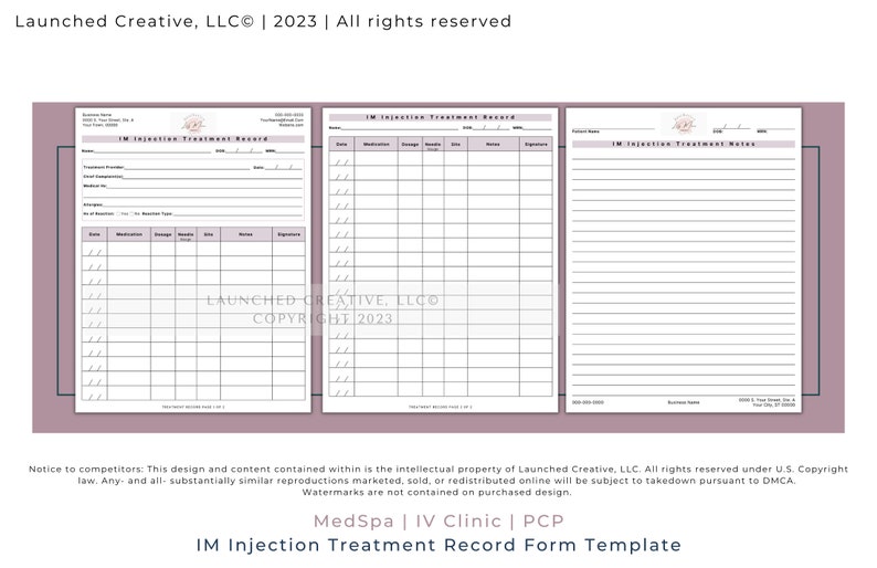 IM Injection Treatment Record Form Template | Intramuscular Injection ...