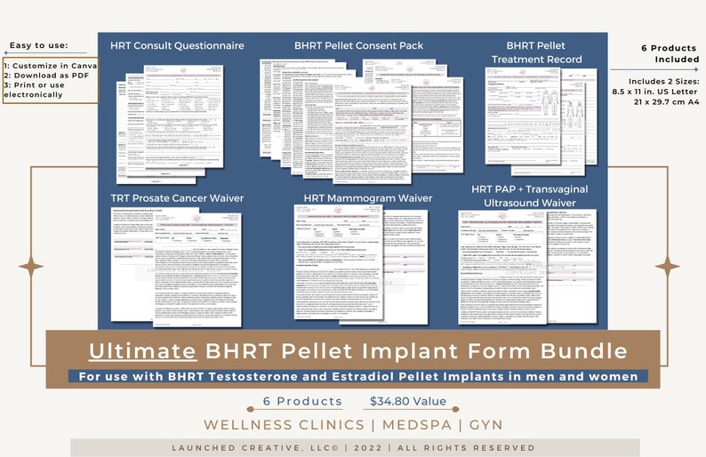 BHRT Pellet Implant Ultimate Form Bundle Testosterone Pellet Estrogen ...