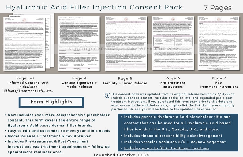 Dermal Filler Consent Form Hyaluronic Acid Filler Informed Consent ...