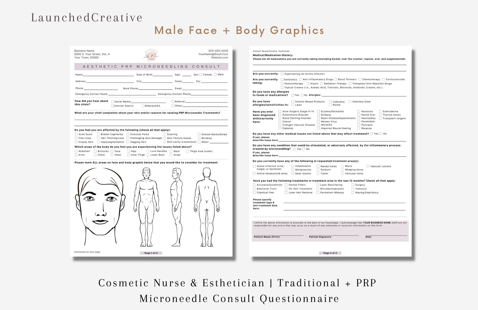 Microneedling PRP Consult Questionnaire Microneedle Male Body Face ...