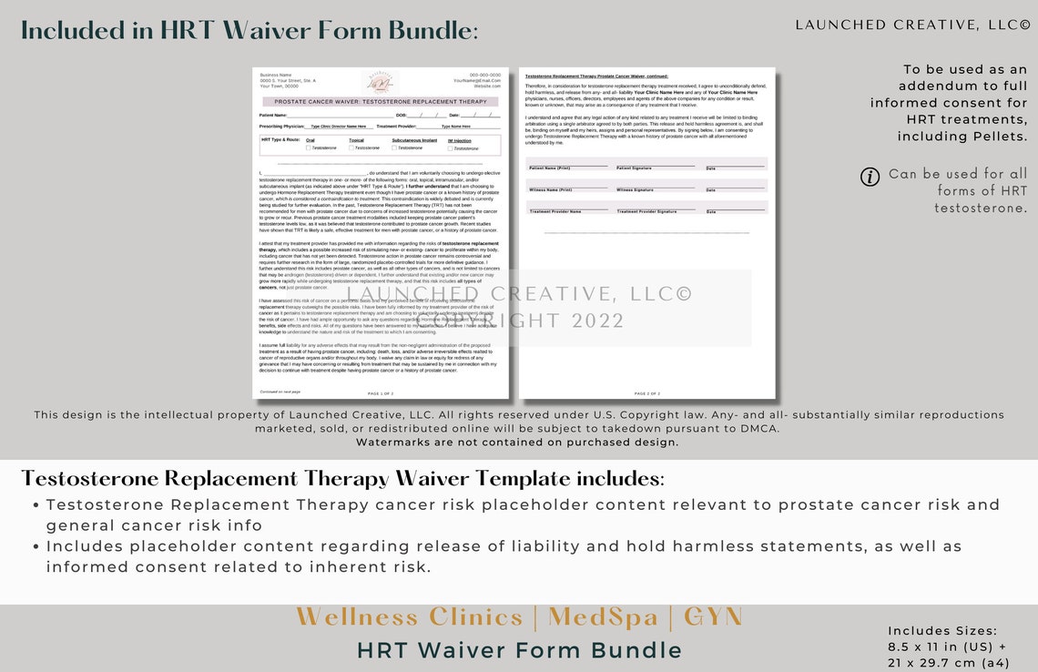 HRT Waiver Form Bundle TRT Prostate Cancer Waiver - Etsy