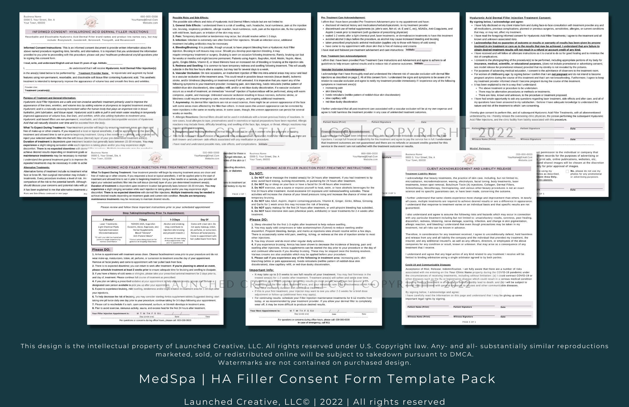 Dermal Filler Consent Form Hyaluronic Acid Filler Informed Consent ...