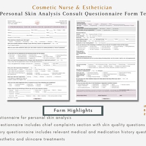 Aesthetics Skin Analysis Treatment Form Bundle Medspa Esthetician ...