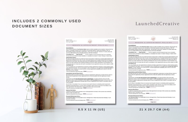 Medspa Appointment Policy Form Cosmetic Nurse Injector - Etsy