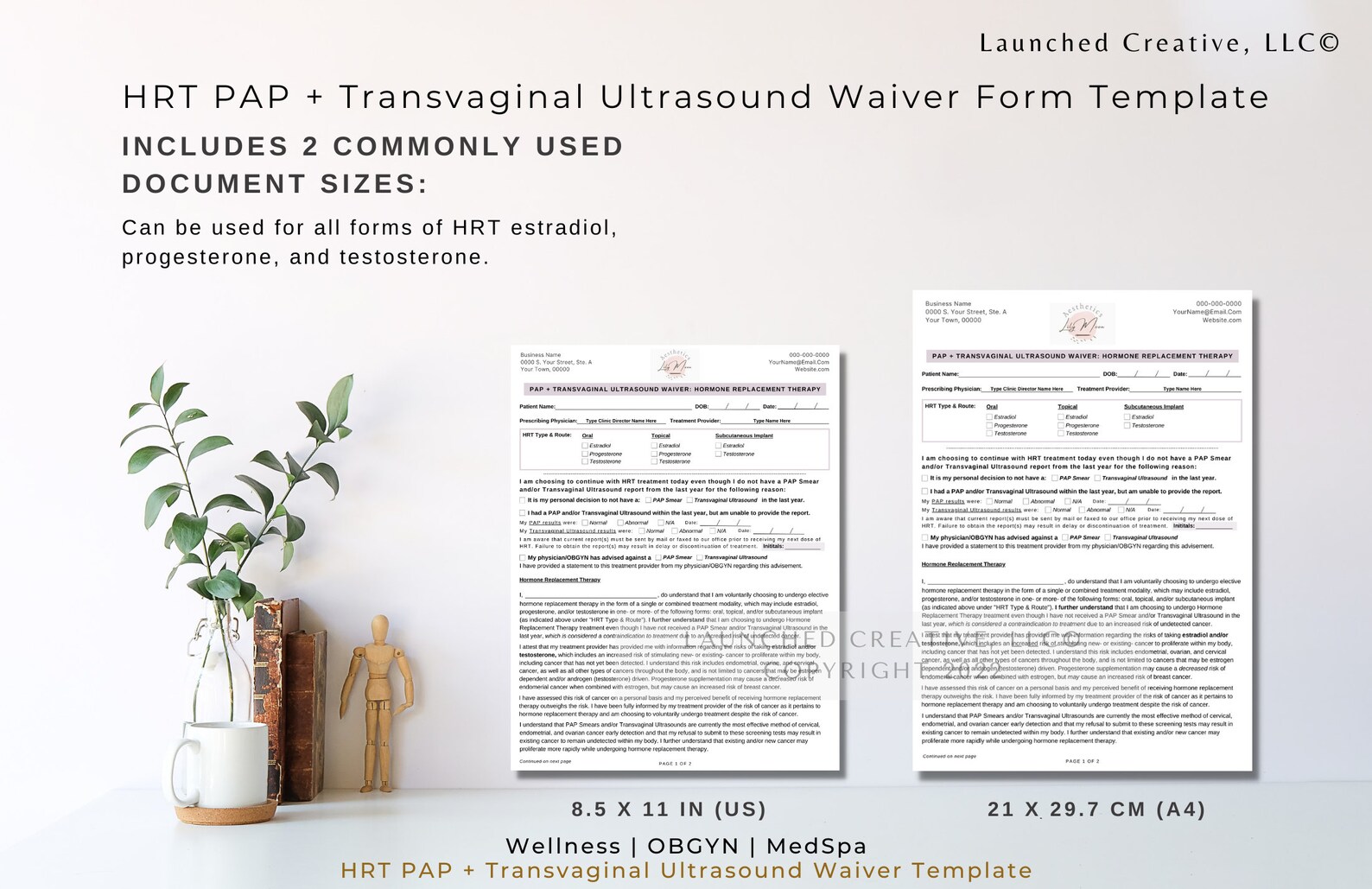 Hormone Replacement Therapy PAP Transvaginal Ultrasound Waiver Form HRT ...