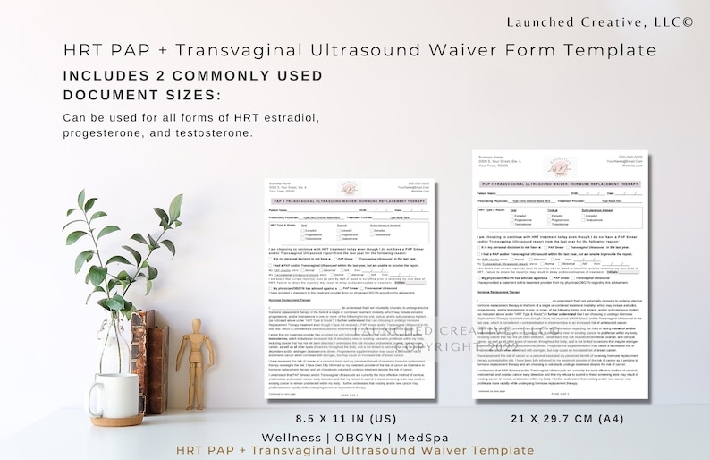 Hormone Replacement Therapy PAP Transvaginal Ultrasound Waiver Form HRT ...