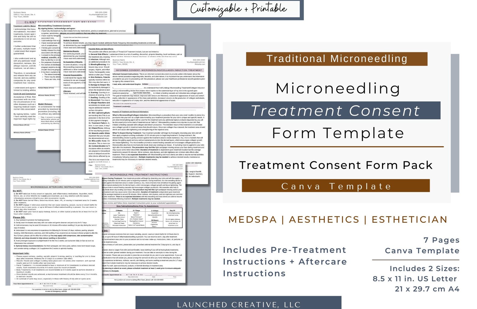 Microneedling Consent Form Microneedle Consent Release Form Microneedle ...