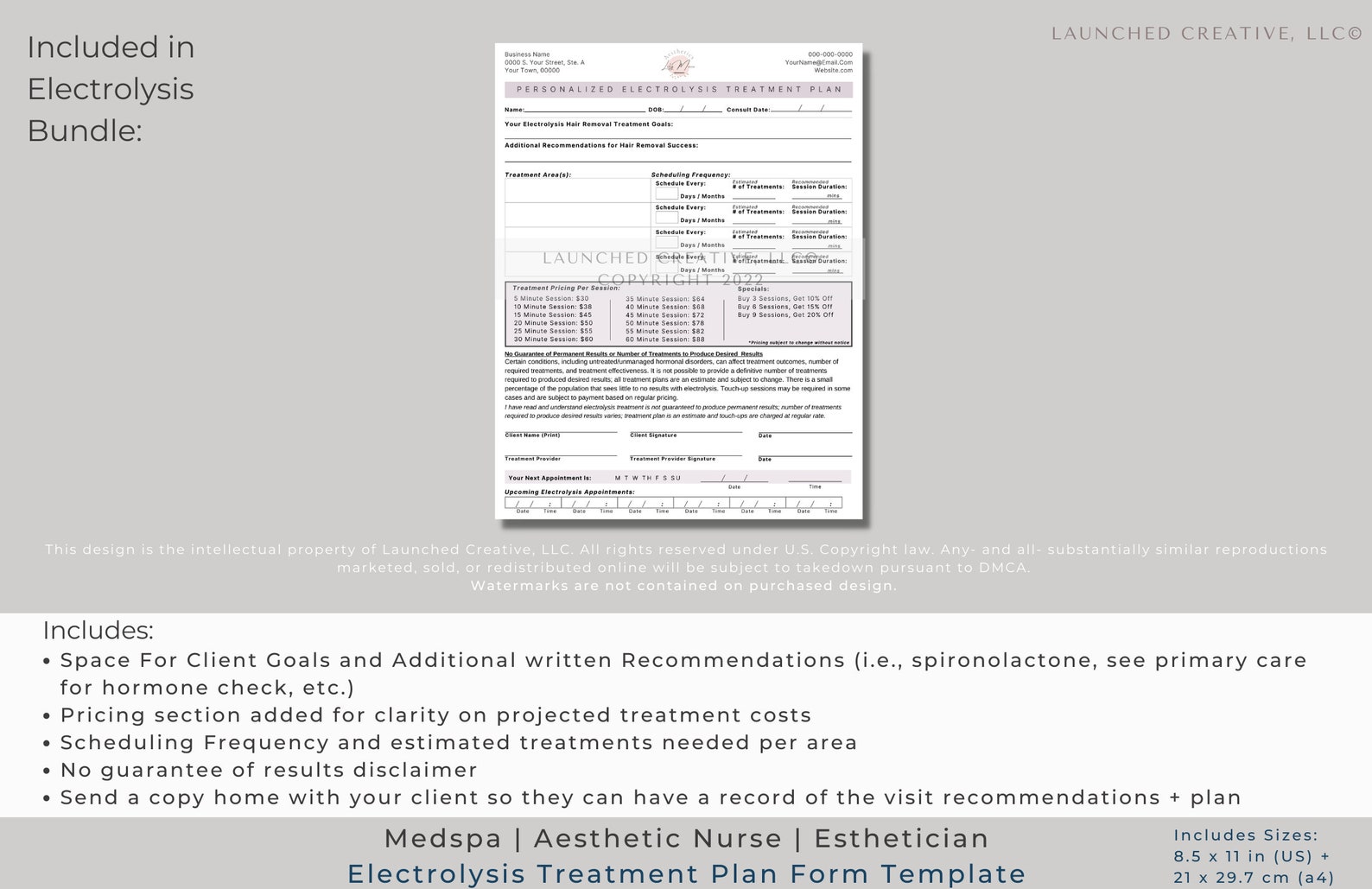 Electrolysis Hair Removal Form Bundle Electrolysis Consent Electrolysis Consult Electrolysis ...