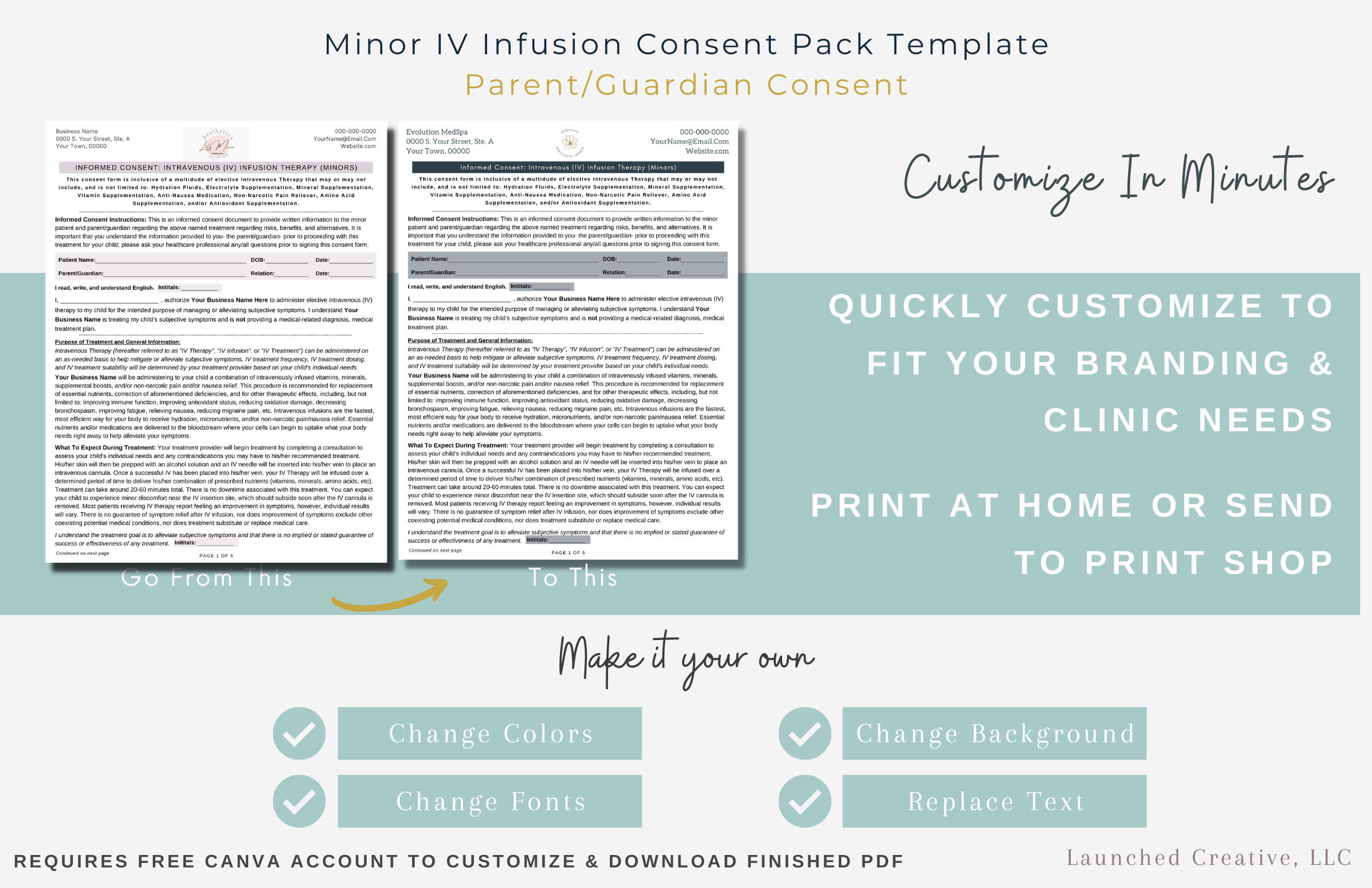 IV Infusion Therapy Minor Consent Form Template IV Fluid - Etsy
