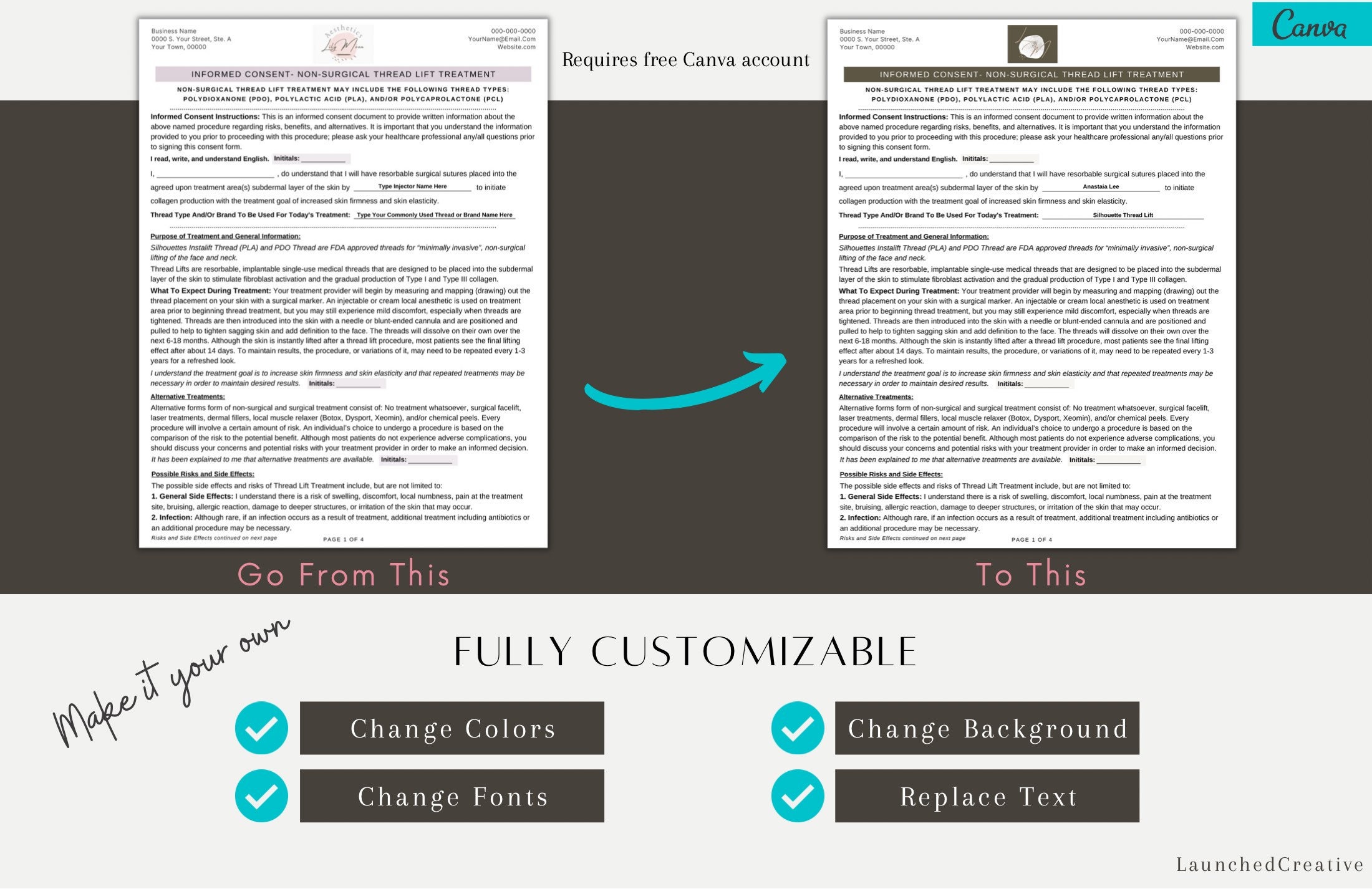 Thread Lift Consent Form Template PDO Thread Lift Silhouette | Etsy UK