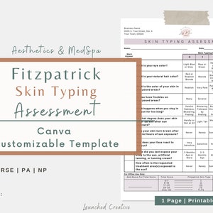 Skin Typing Assessment Form Template Fitzpatrick Skin Type - Etsy