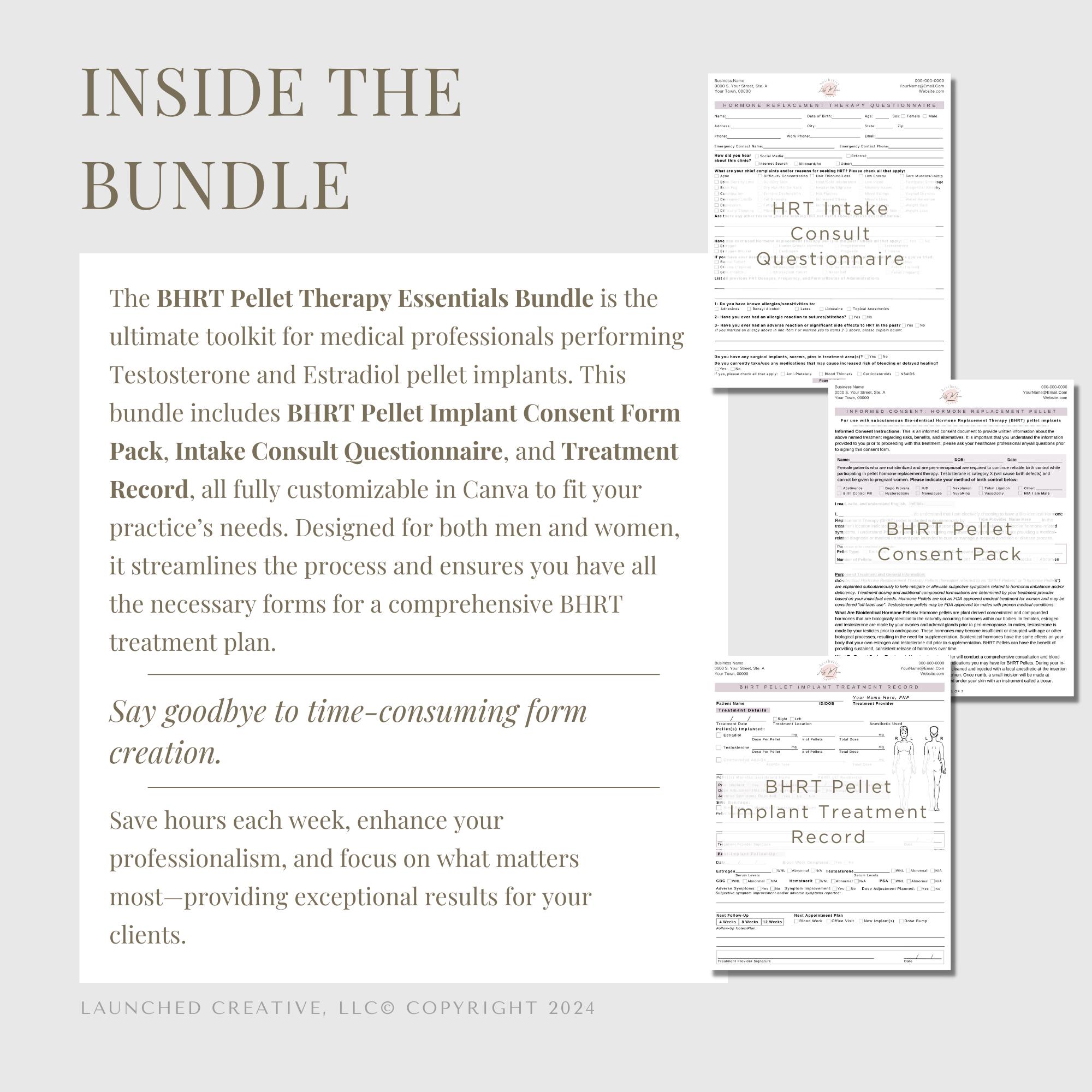 BHRT Pellet Implant Form Bundle | Testosterone Pellet Estrogen Pellet ...