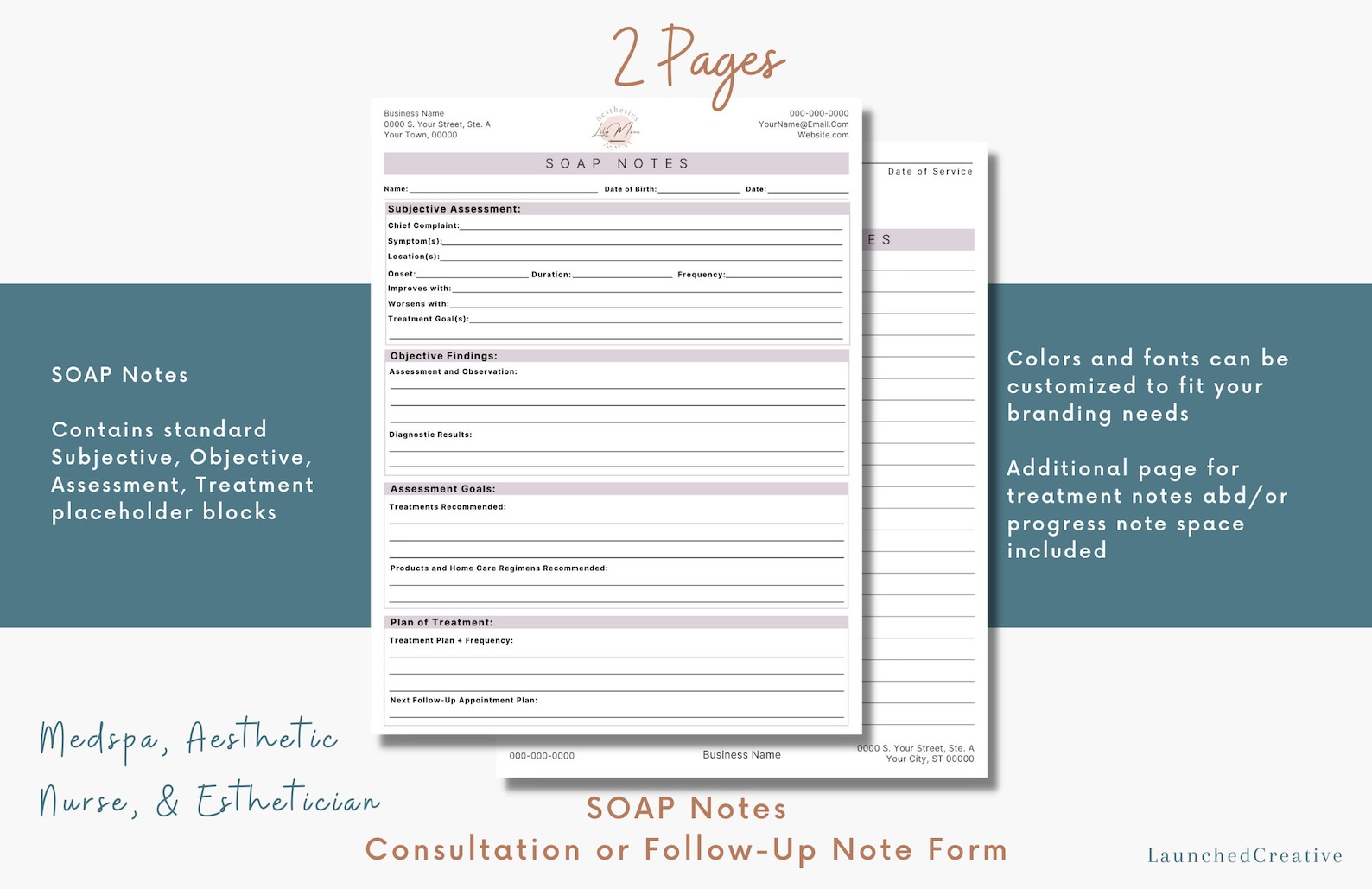 SOAP Note Template Aesthetic Medspa Esthetician SOAP Note - Etsy