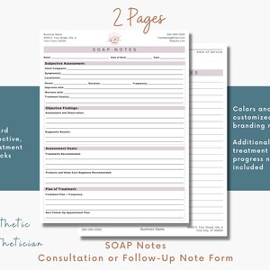 SOAP Note Template Aesthetic Medspa Esthetician SOAP Note - Etsy