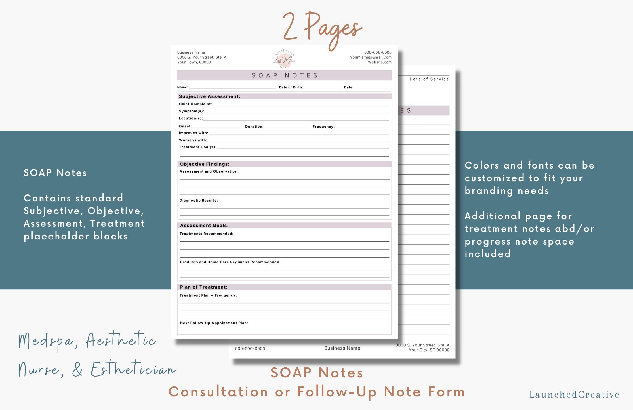 SOAP Note Template Aesthetic Medspa Esthetician SOAP Note - Etsy Australia
