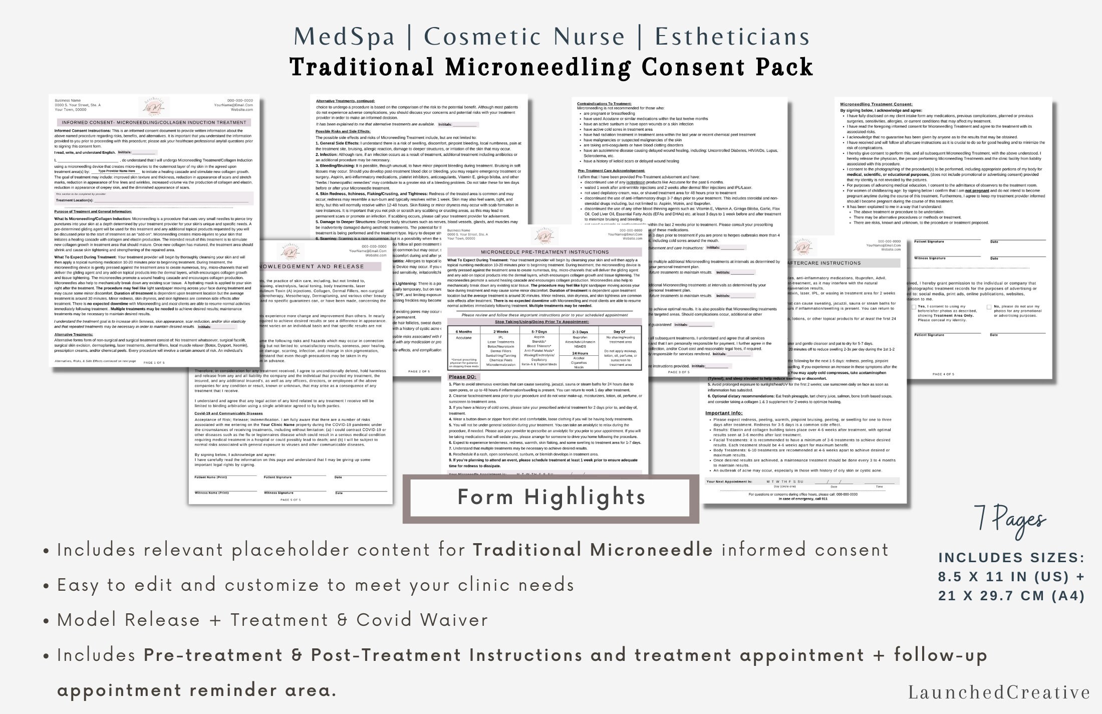 Microneedling Form Bundle Microneedle Consult Microneedle - Etsy