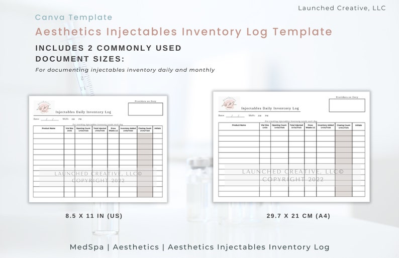 Injectables Inventory Log | Aesthetics Filler Neuromodulator Injection ...