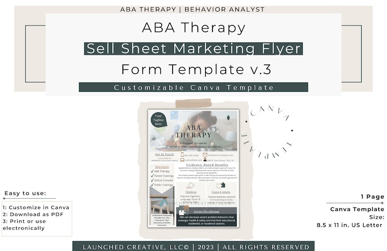 ABA Therapy Services Flyer Template | Canva - Etsy