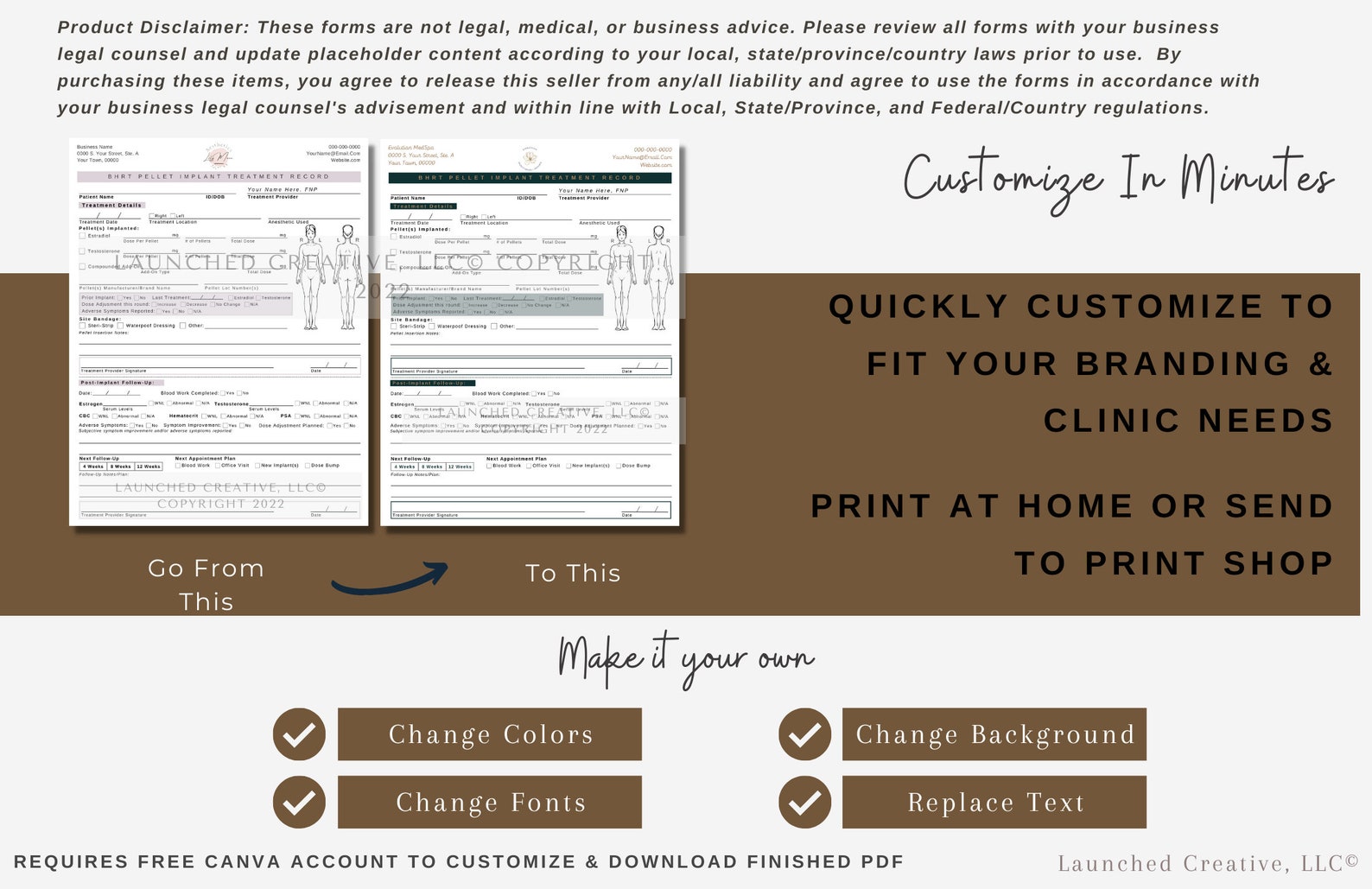 BHRT Pellet Implant Form Bundle Testosterone Pellet Estrogen Pellet ...