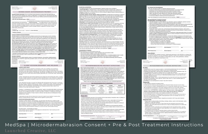 Microdermabrasion Consent Form | Esthetician Medspa Nurse Injector Microdermabrasion Consent ...