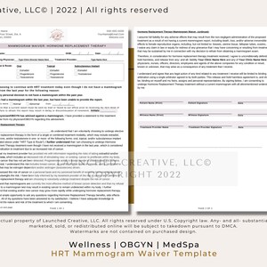 Hormone Replacement Therapy Mammogram Waiver Form | HRT Pellet Waiver ...