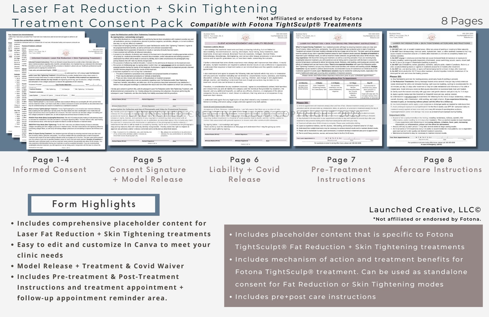 Laser Fat Reduction Skin Tightening Consent Form Template | Fotona ...