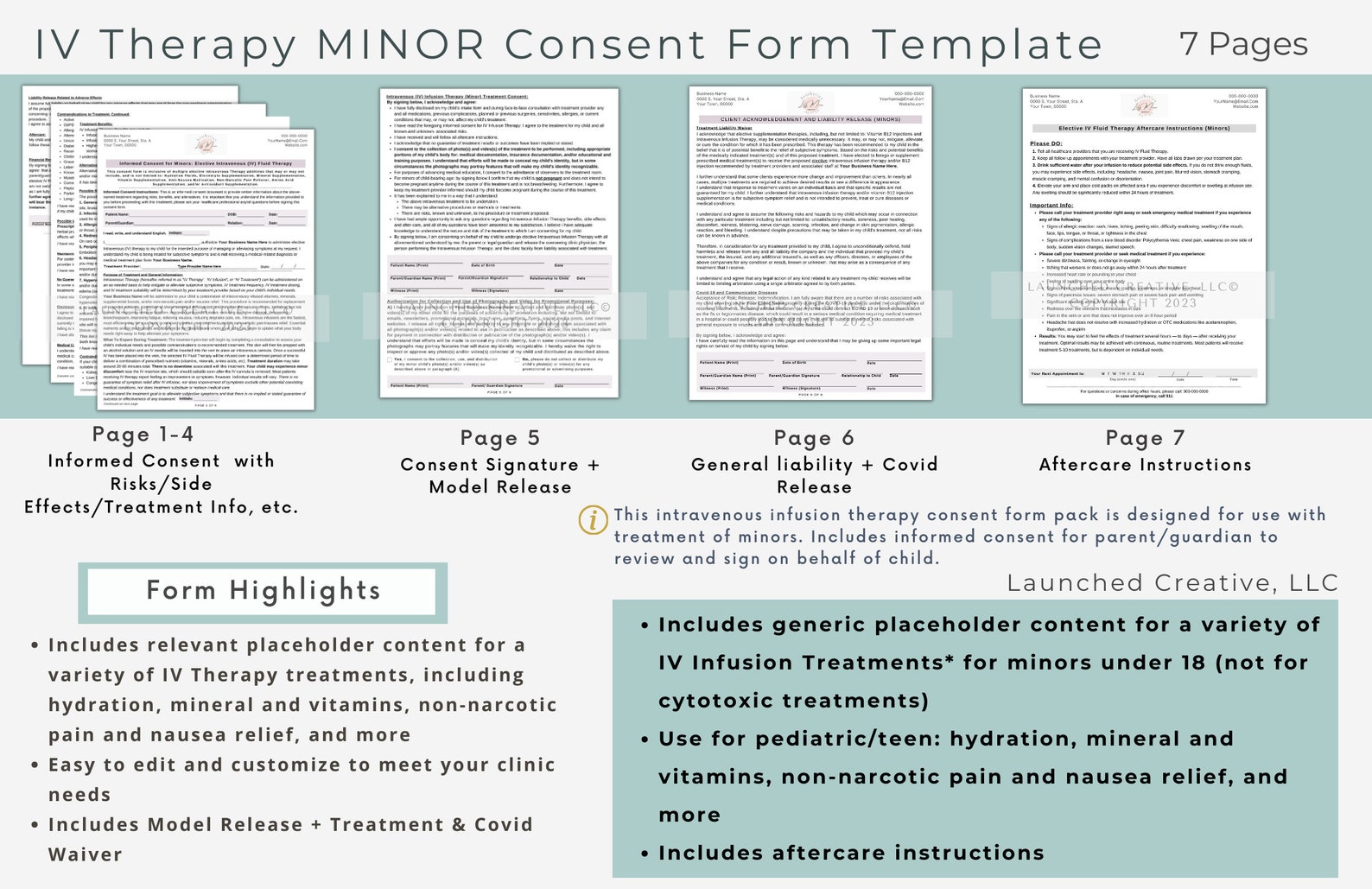 IV Infusion Therapy Minor Consent Form Template | IV Fluid Therapy ...