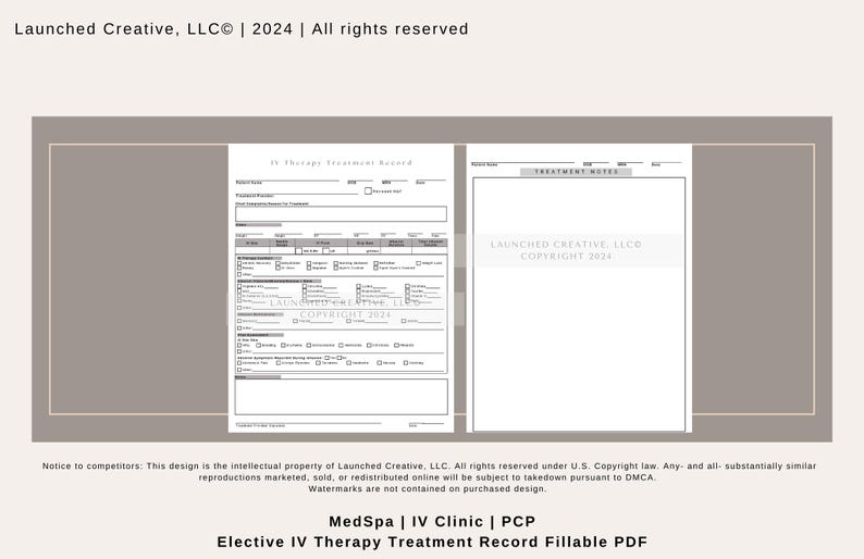 IV Infusion Therapy Treatment Record Form: Fillable PDF for IV Clinics ...