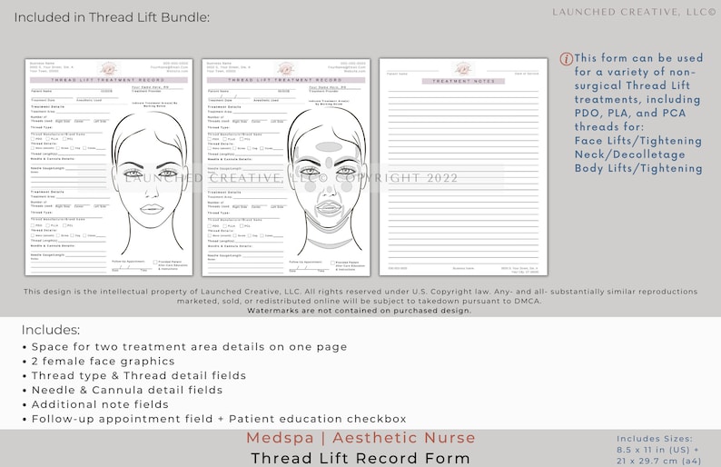 Thread Lift Form Bundle Threadlift Consent PDO Thread Consult Thread ...