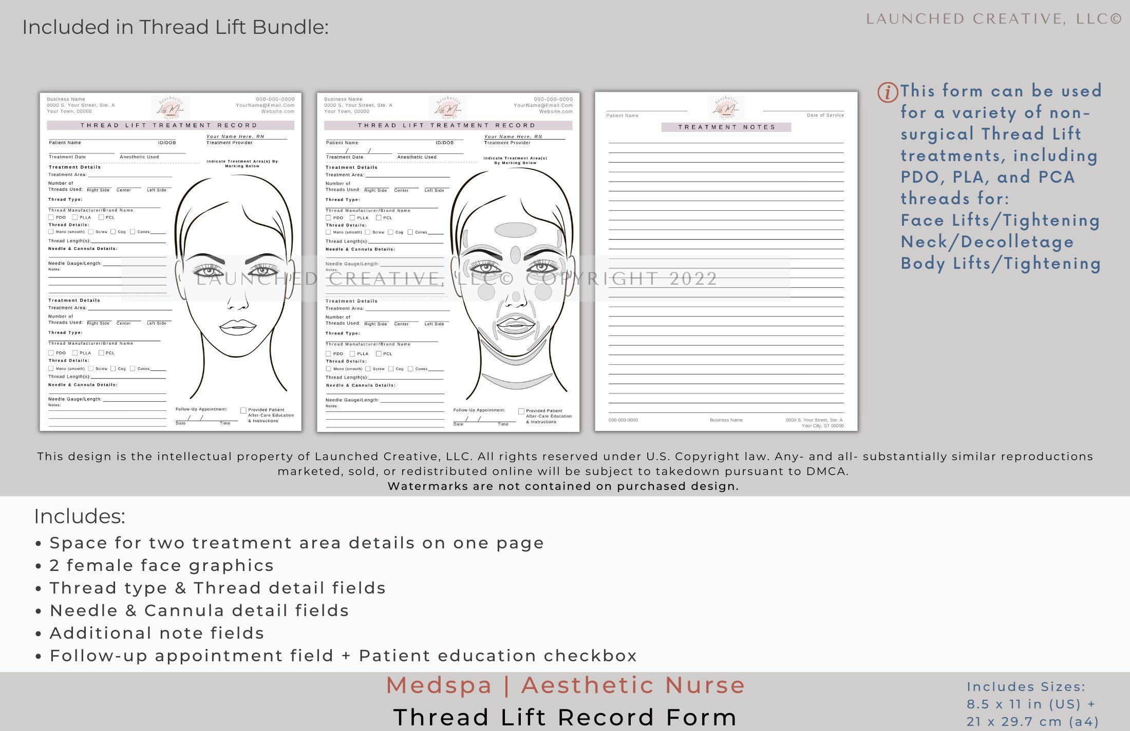 Thread Lift Form Bundle Threadlift Consent PDO Thread Consult Thread ...
