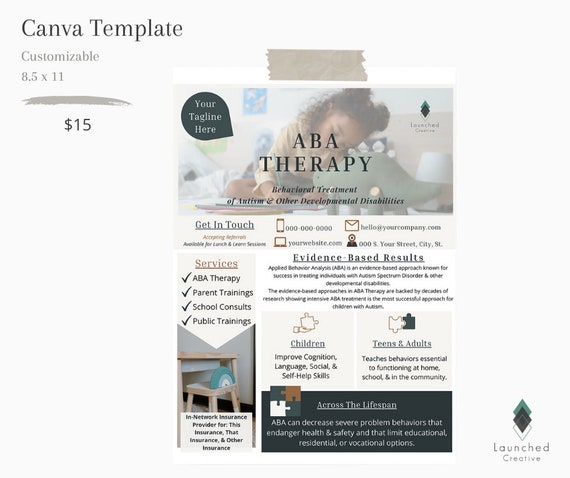 ABA Therapy Services Flyer Template Canva | Etsy