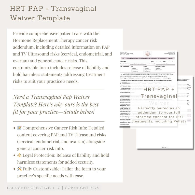 HRT Waiver Form Bundle | TRT Prostate Cancer Waiver | Mammogram Waiver ...