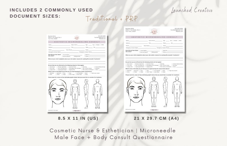 Microneedling PRP Consult Questionnaire Microneedle Male Body Face ...