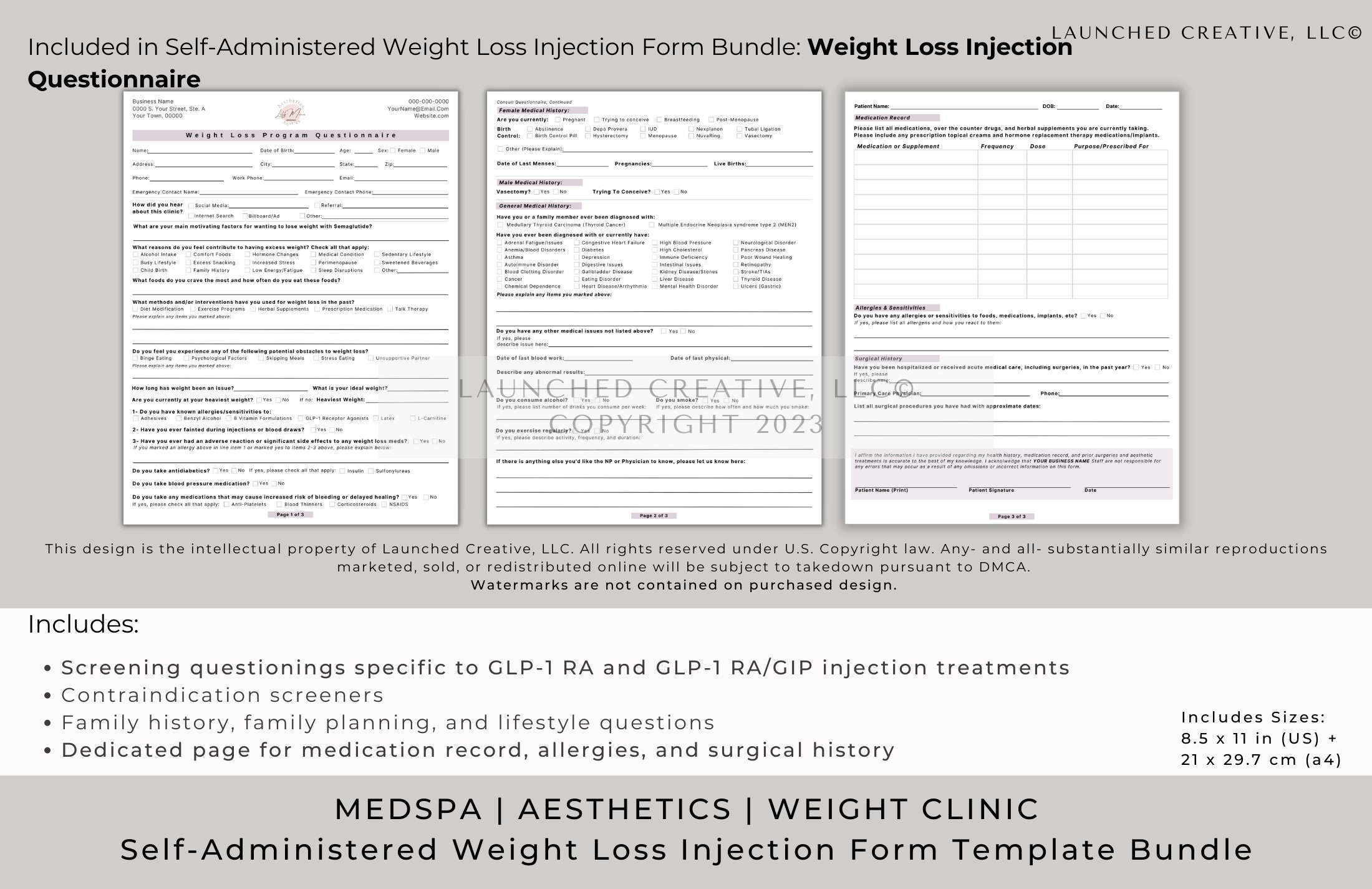 Semaglutide Tirzepatide Self Administered Weight Loss Form Bundle ...