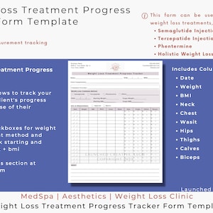 Weight Loss Treatment Progress Tracker Template | Semaglutide ...