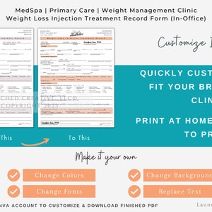 Weight Loss Injection Treatment Record Form Template | Semaglutide ...