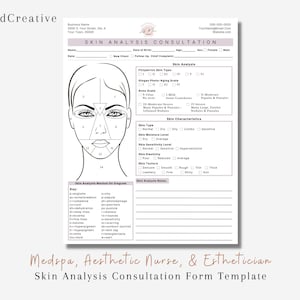 Skin Analysis Consultation Form Template Esthetician | Etsy