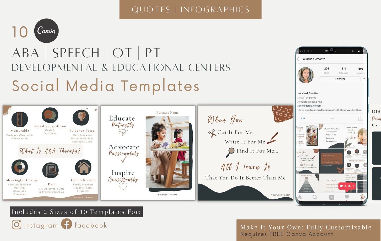 Quote Pack: ABA Therapy BCBA OT Speech Therapy Social Media Templates ...